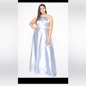 Fashion Nova | Dresses | Nwt Fashion Nova Blue Satin Gown Xl | Poshmark